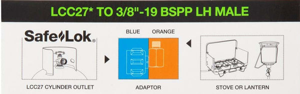 Gas Adaptor LCC27 - LCC27 Cylinder to 3/8" BSPP LH 90 Degree - Go ...
